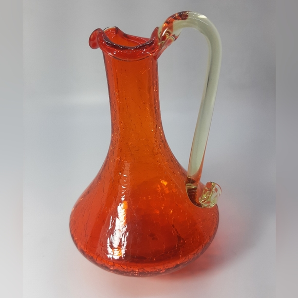 Pilgrim | Dining | Vintage Pilgrim Crackle Glass Small Pitcher Orange ...